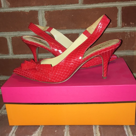 kate spade | Shoes | Kate Spade Red Tatiana Snake Print Slingback Heels ...